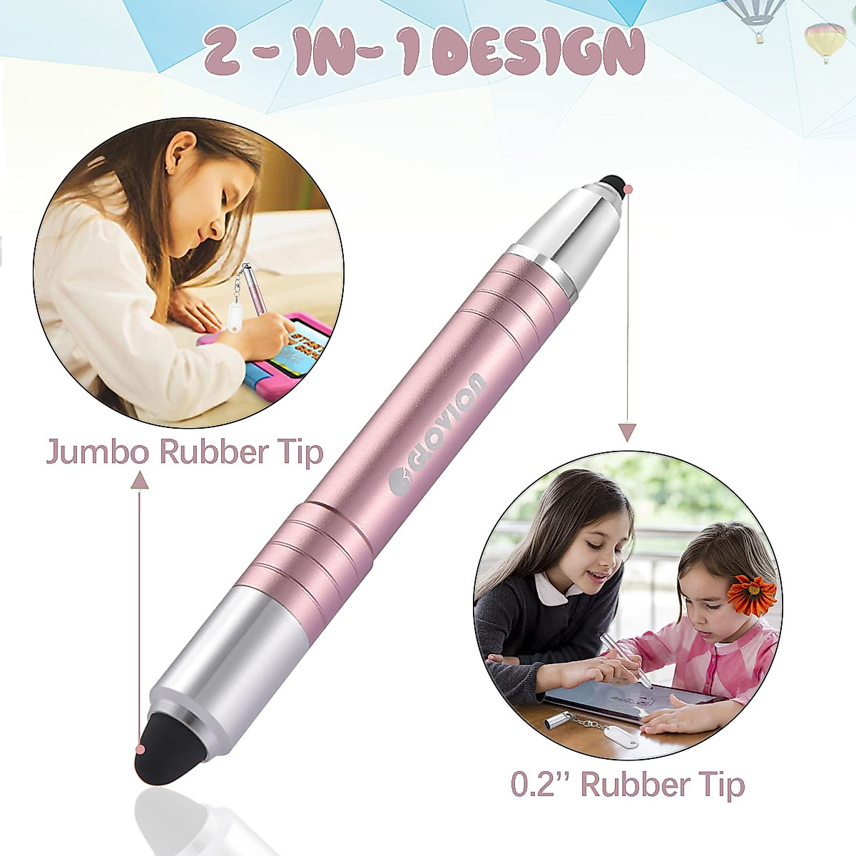 Stylus Pen for ipad, Easy Grip Kids Stylus Pens for iPhone IPad Air Capacitive Touch Screen Stylus for Kid Student Drawing Writing, Stylist Pen for Chromebook Android Fire Edition Tablet - Rose Gold
