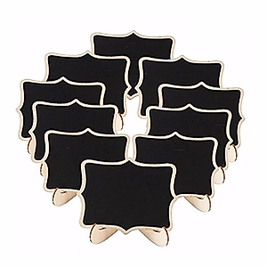 VOSAREA 2sets Mini Chalkboard Signs Set Blackboard Message Boards with Stand Decorative Wood Signs for Wedding and Girls 10pcs*2
