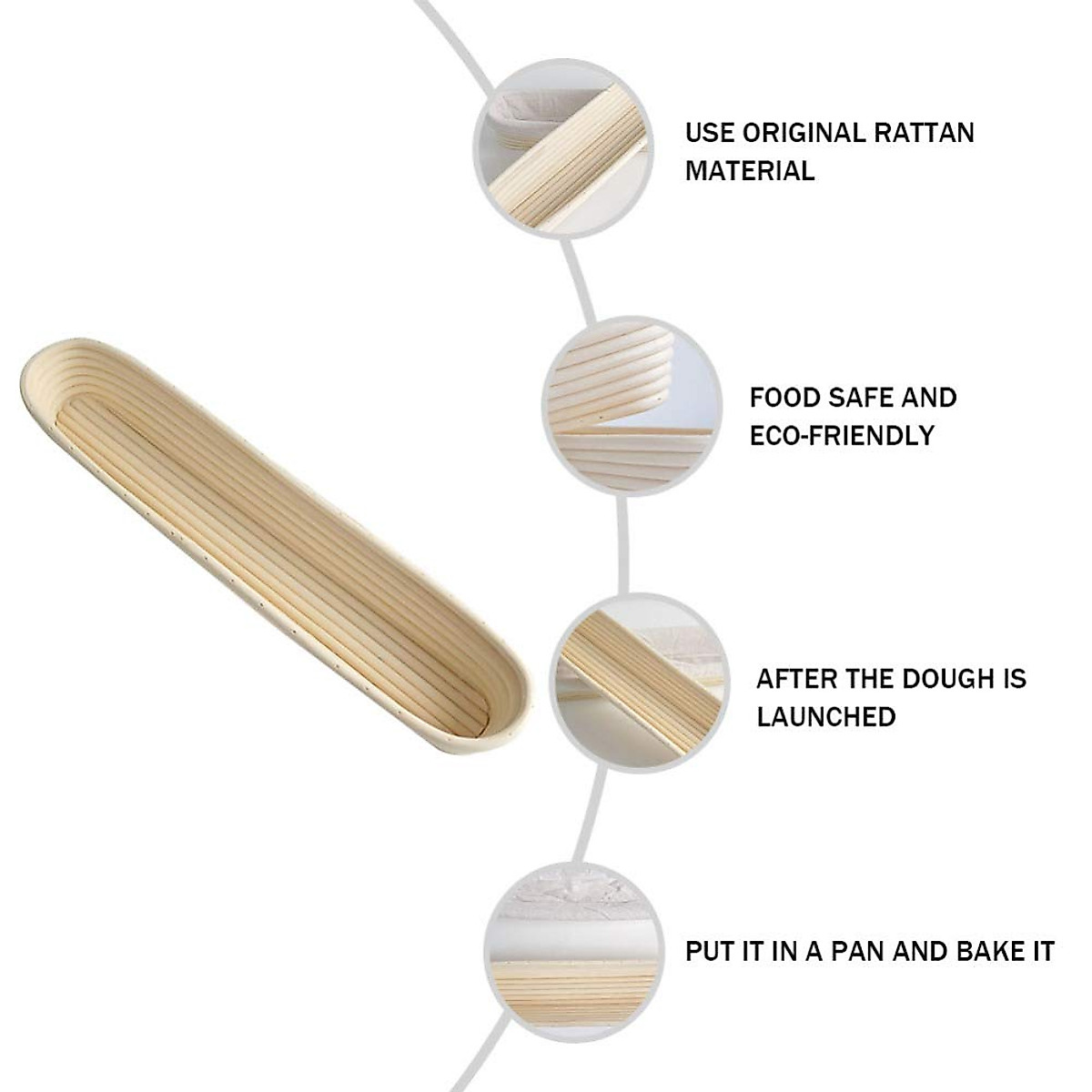 DOITOOL 1pc Bread Basket Brotform Rattan Basket Oval Basket Bread Serving Basket Bread Warmer Basket Proofing Bowl Dough Holder Long Banneton Pan Vine. Bread Rack Heart-shaped