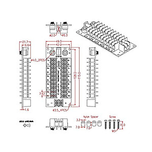20Amp 2x10 Position Barrier Terminal Block Distribution Module for AC DC