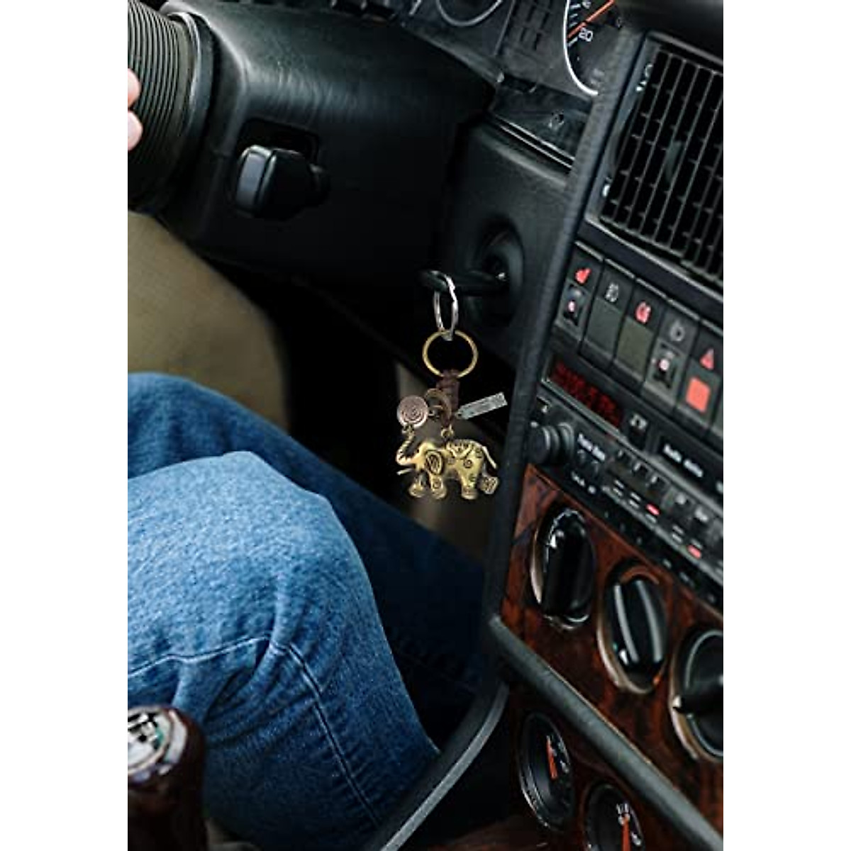 AuPra Elephant KeyChain Gift Women & Men Leather Funny KeyRing Home Car Keys Holder Ladies Good Luck Animal Present