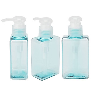 FIYO 100ML 3Pcs Plastic Bottles with Pump Dispenser, Liquid Soap Bottle Lotion Container Portable Travel Empty Shampoo Pump Bottles for Home Travel Use(Blue)