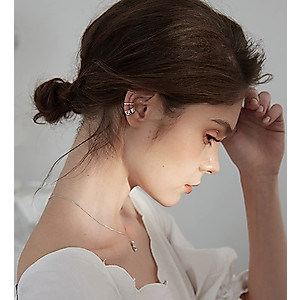 Minimalist Cuff Clip On 925 Sterling Silver Small Hoop Earrings for Women Teen Girls Cartilage Fashion Wrap No Piercing Ear Hypoallergenic (Silver)