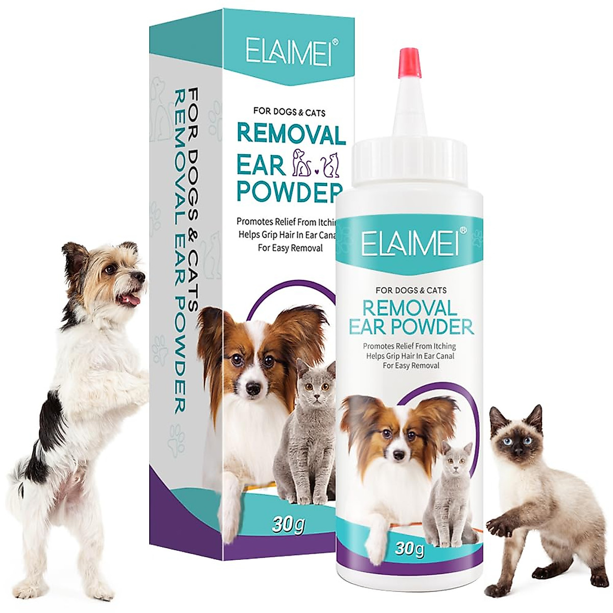 TIBLACK Removal Ear Powder for Pets, Dog Ear Cleaner, Removes Irritation, Itching and Infection, Reduce Ear Scratching and Head Shaking, Pets Ear Infection Treatment, Cleans & Remove Odors