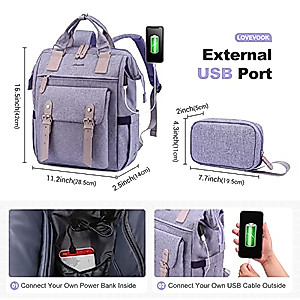 LOVEVOOK Laptop Backpack Purse for Women Work Travel Backpack Teacher Business Commuter Computer Bag Doctor Nurse Bags College Backpack Laptop Bag, Stylish Daypack, 15.6 Inch, Purple