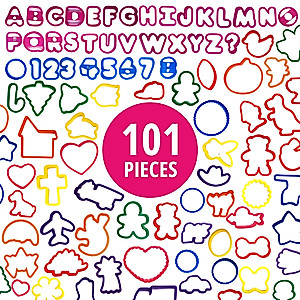 Wilton Cookie Cutters, Alphabet, Numbers, and Holiday 101-Piece Set Dough Cutters, Perfect Size Cookie Cutters for Baking