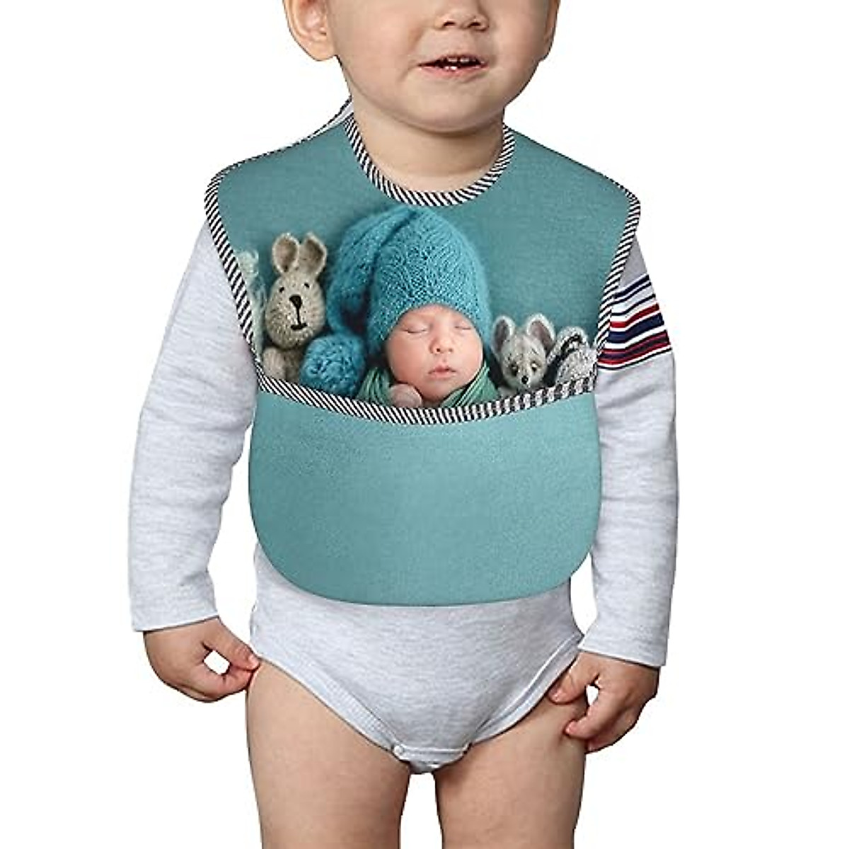 Zoczos Personalized Baby Bib Custom Your Image Text Design Newborn Bib Gift for Unisex 6-24 Months