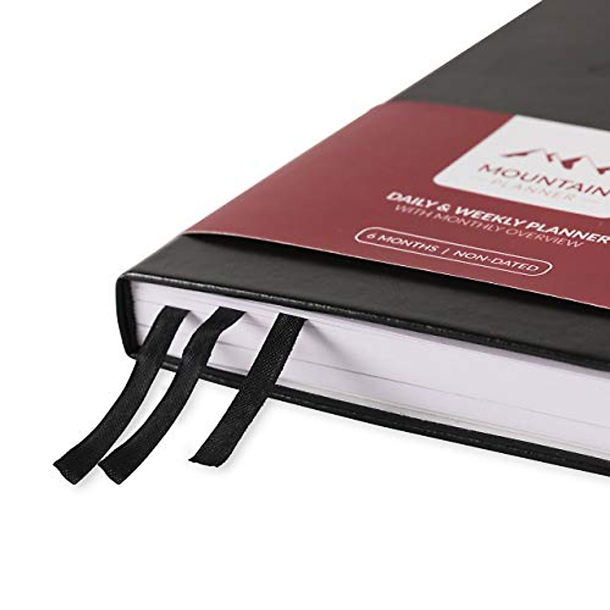 Mountain Daily Planner® Classic – Undated Daily Weekly Gratitude Journal, Monthly Calendar. Achieve Goals, Increase Productivity, Boost Happiness in 2023, 2024. Hardcover. Pen Holder. 6 Months (Black)