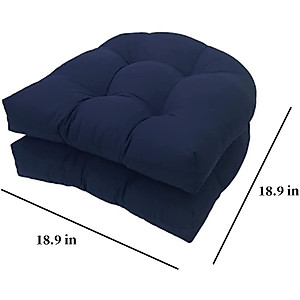 AALLYN Wicker Seat Cushions Round Back 19"x19" Seasonal Replacement Cushions, Outdoor Waterproof Chair Cushions, Patio Furniture Cushions(Color:Navyblue)