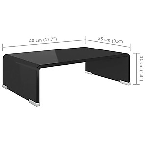 SKM TV Stand TV Stand/Monitor Riser Glass Black 15.7"x9.8"x4.3"