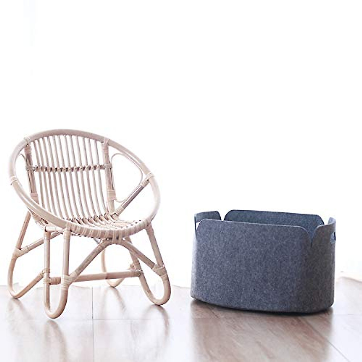 Foldable Storage Basket Bin Drawers Nature Felt Fabric with Handles for Home Office Bedroom Clothes DVD Books Cloest Organizer Strong&Large Size (Gray)