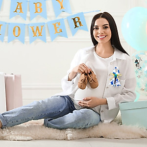 50 Pcs Baby Shower Bowknot Brooch Pins Baby Shower Gifts It's a Boy Ribbon Brooch with Blue Pacifier and Bear for Gender Reveal Party Decorations Baby Shower Party Favors