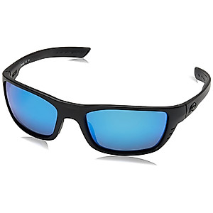 Costa Del Mar Mens Whitetip Rectangular Sunglasses, Blackout/Blue Mirrored Polarized-580G, 58 mm