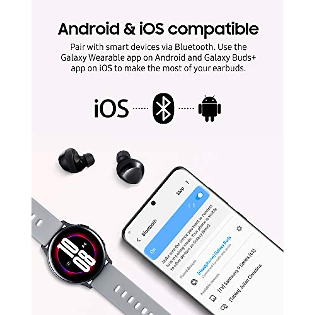 Samsung Galaxy Buds Plus, True Wireless Earbuds Bluetooth 5.0 (Wireless Charging Case Included), Black – US Version