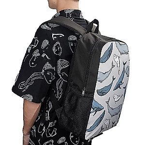 Whale Travel Backpack Casual 17 Inch Large Daypack Shoulder Bag with Adjustable Shoulder Straps