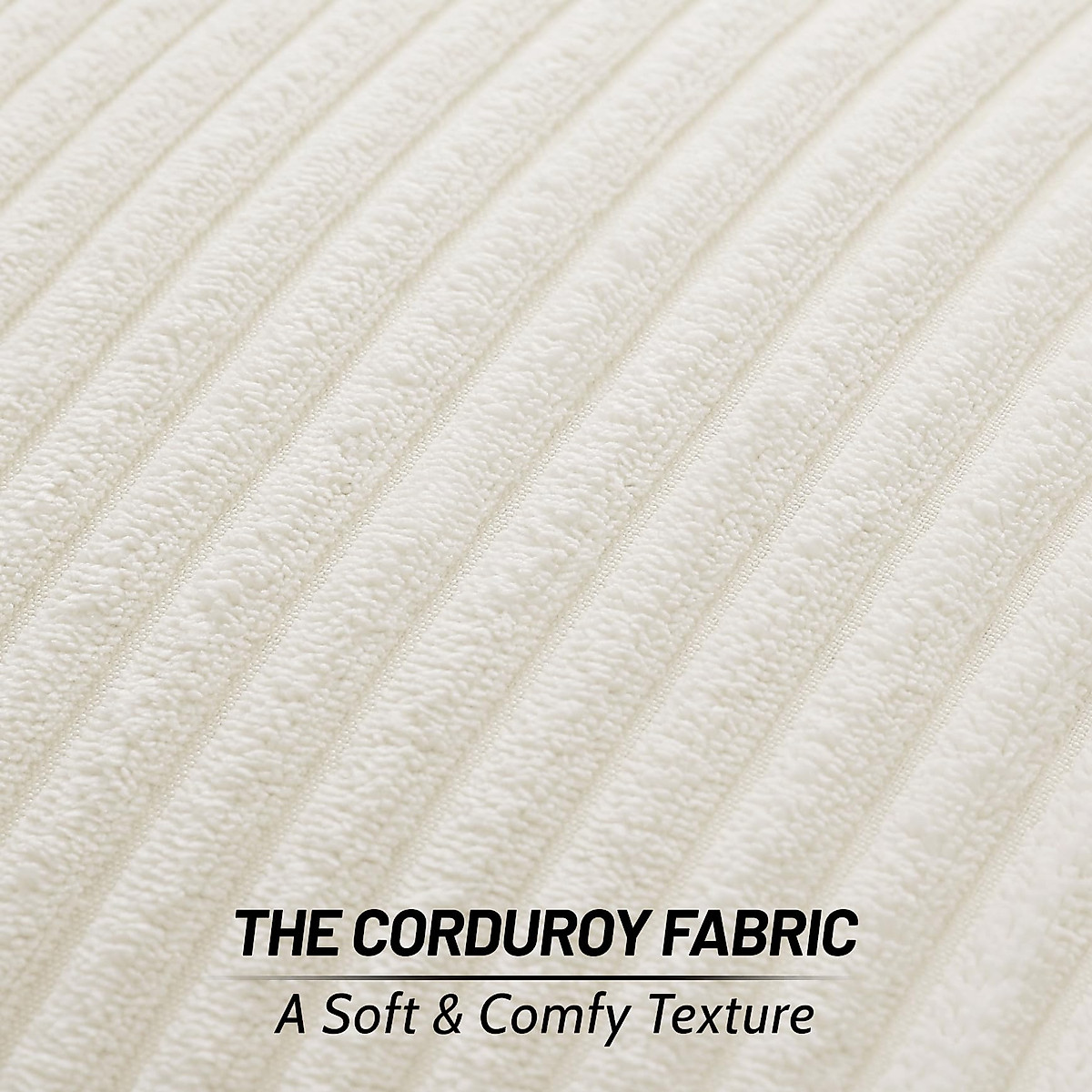 Mecatny Corduroy Throw Pillow Covers 18x18 Set of 2 - Striped Decorative Pillow Covers for Living Room, Bed - Soft Square Couch Pillow Covers for Sofa - Cream White