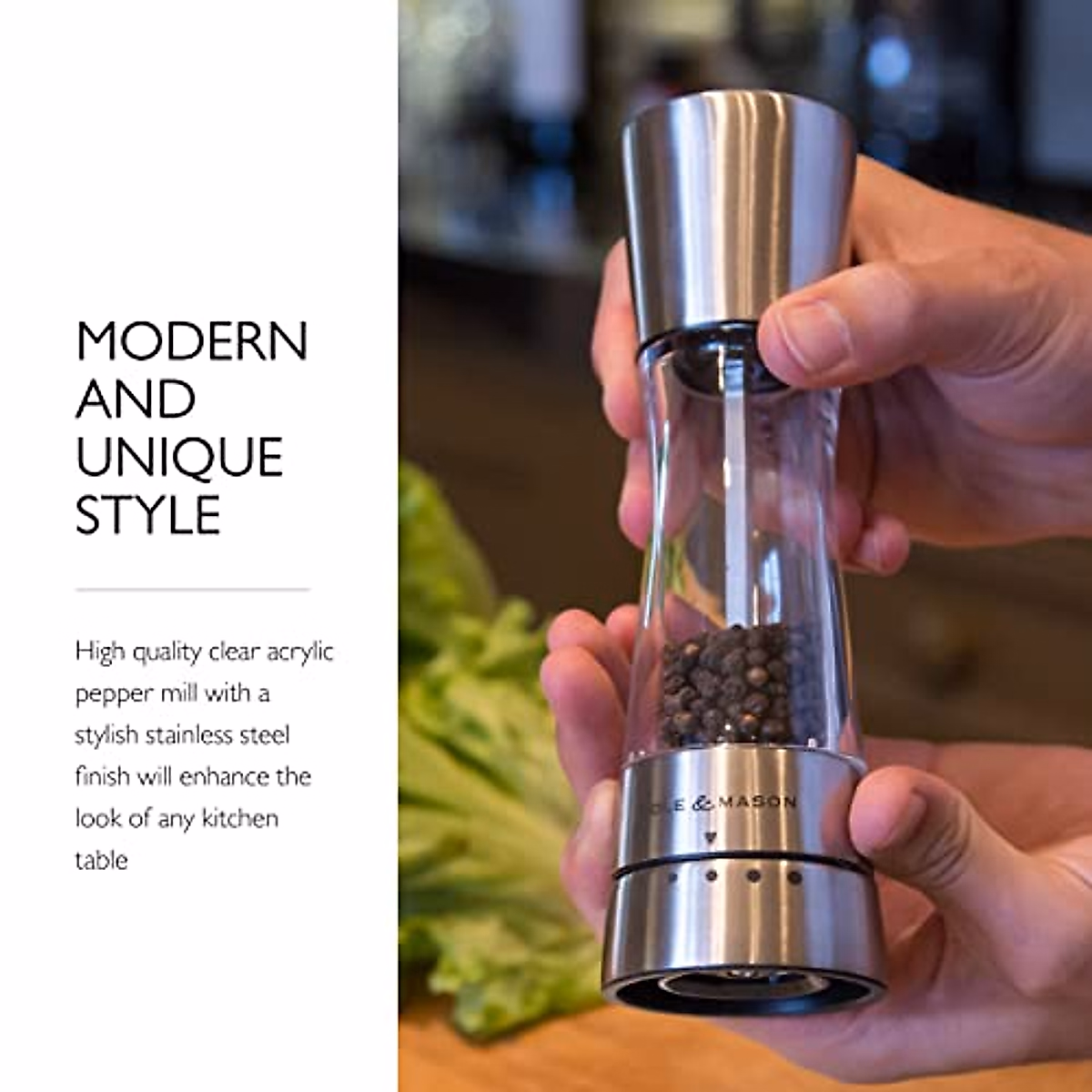 COLE & MASON Derwent Pepper Grinder - Stainless Steel Mill Includes Gourmet Precision Mechanism and Premium Peppercorns