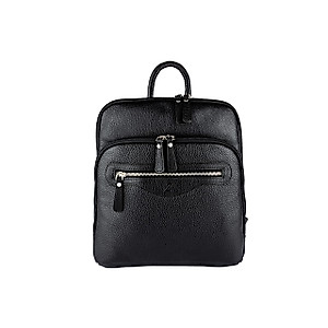 Zinda Genuine Leathers Unisex City Backpack Tablet Compatible Multiple Pockets Bookbag Satchel Daypack (Black)
