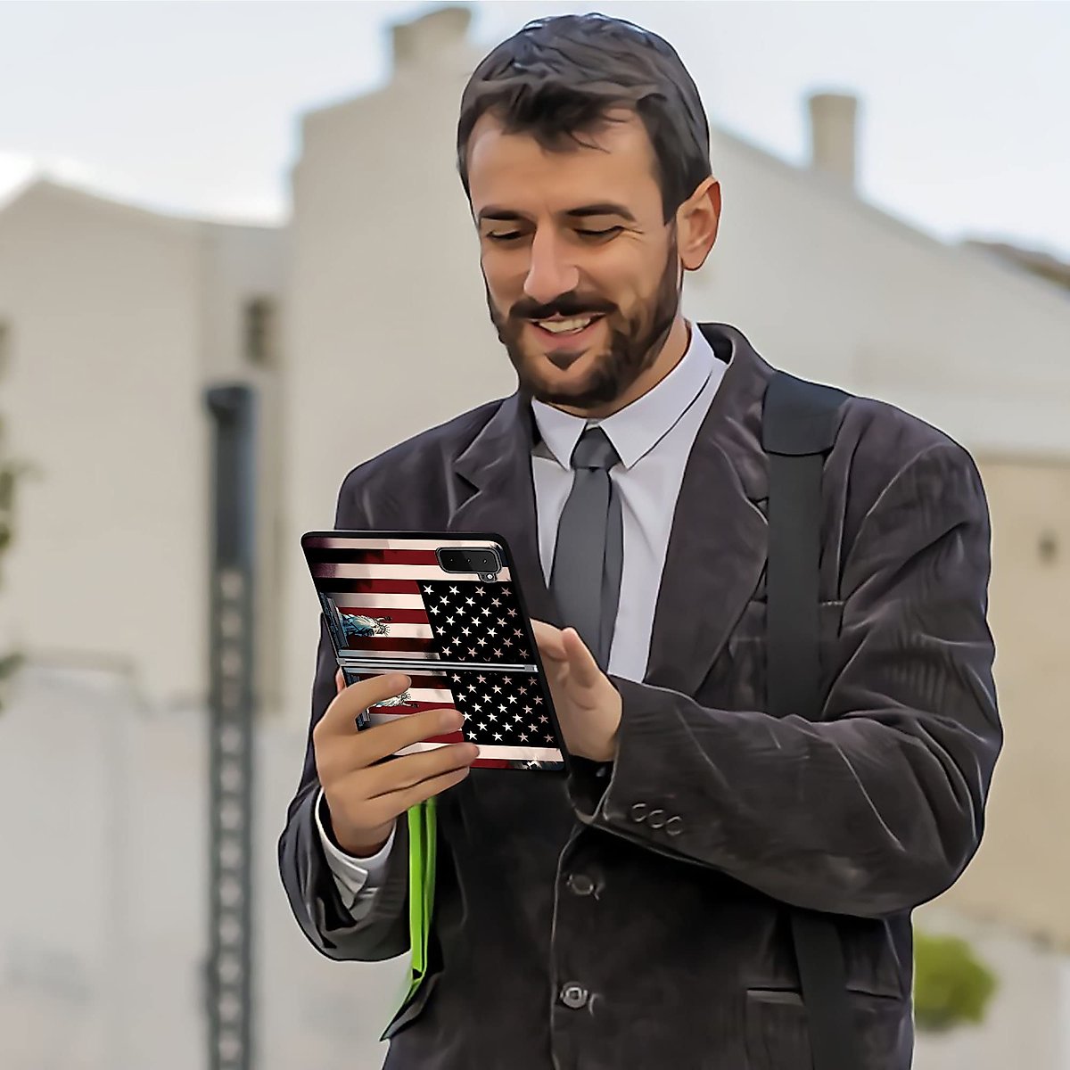 RYUITHDJP for Microsoft Surface Duo 2 Case 8.3" American Flag Design for Microsoft Surface Duo 2 Phone Case Stylish Shockproof Cover
