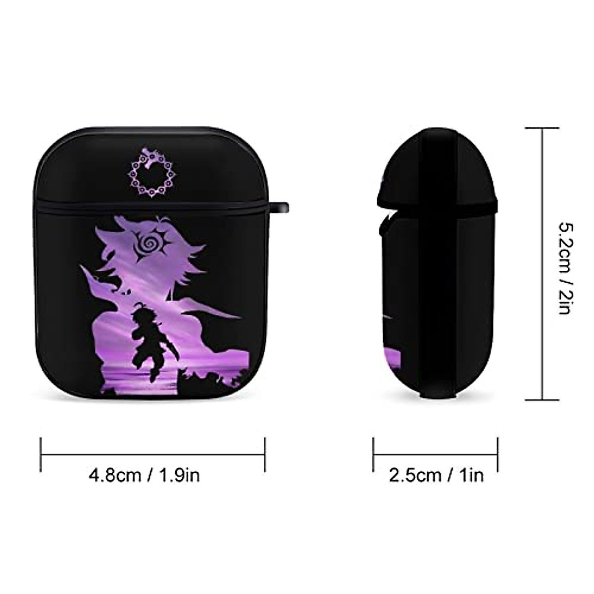 AirPods Case Cover with Keychain for AirPods 2&1, Novelty Anime Printing Shockproof Case Compatiable with Wireless Charging