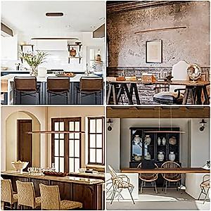 YISDESIGN 51" LED Dimmable Wooden Linear Pendant Lighting Island Lights for Dining Room Bar Kitchen Island Hanging Light Fixture Walnut Color