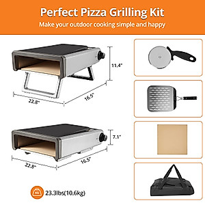Takywep Pizza Oven Outdoor, 12" Outdoor Pizza Ovens, Portable Gas Propane Pizza Oven, Stainless Steel Outdoor Cooking Pizza Maker for Backyard Outdoor Kitchen