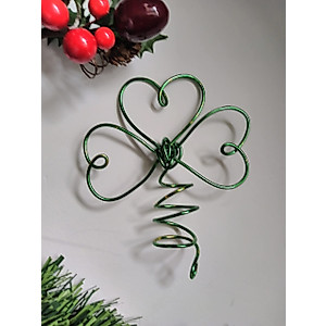 Green & Gold Shamrock Mini Tree Topper For Small St Patrick's Day Trees