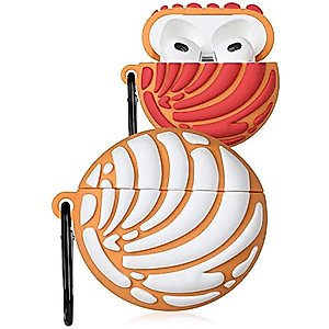 2 Pack Gkv for Airpods 3 Case for Airpod 3 (2021) Cover Unique Funny Fun Cute 3D Food Design Air Pods 3rd Generation Silicone Shell Cases for Girls Teen Boys Kids White+Red Bread