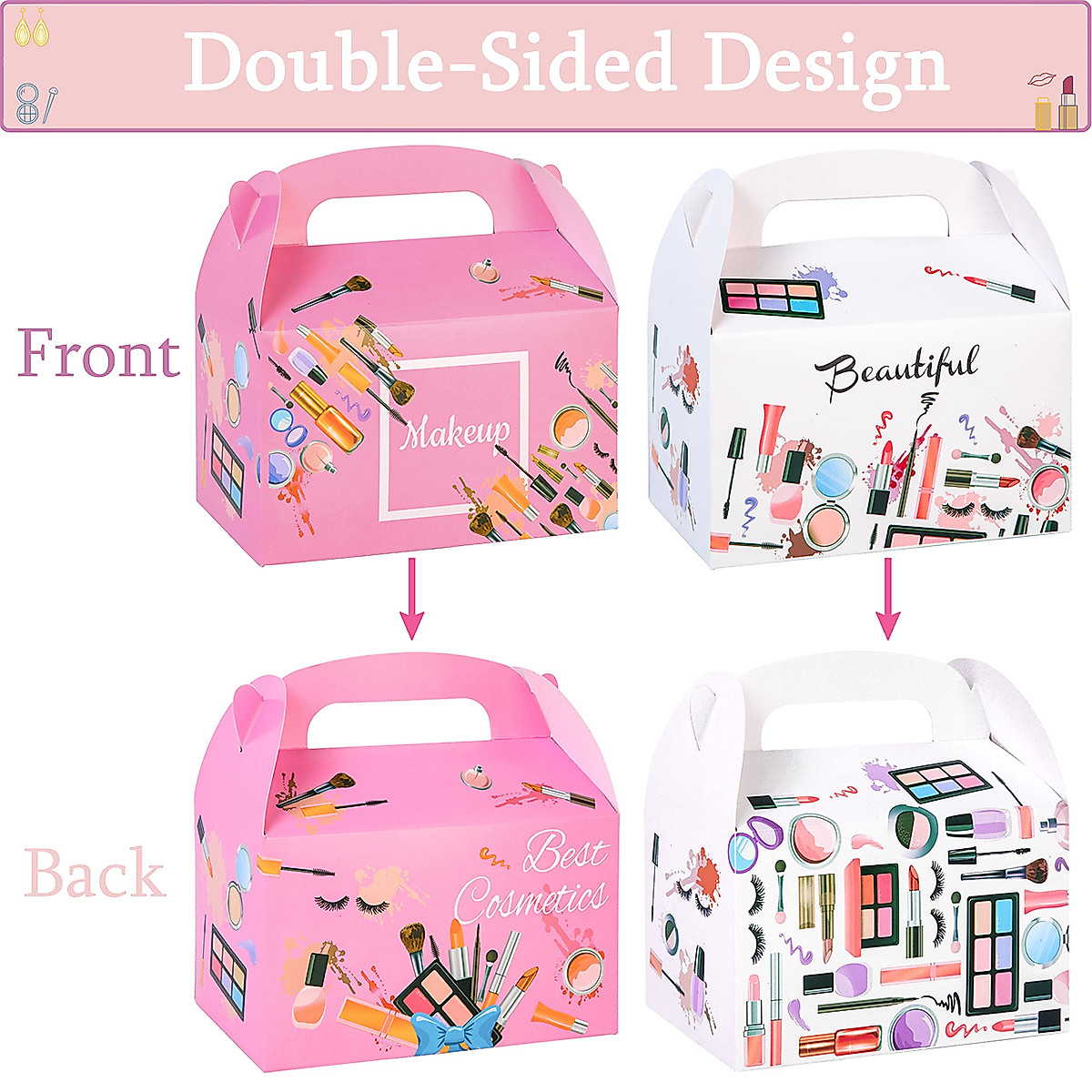 C L cooper life 24pcs Spa Day Makeup Treat Boxes Makeup Party Favor Goodie Gift Boxes for Female Bridal Shower Bachelorette Salon Cosmetics Themed Birthday Party