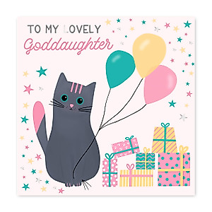 CENTRAL 23 - Cute Birthday Cards for Her - 'To My Lovely Goddaughter' - Cat Birthday Card - Goddaughter Birthday Card - Fun Birthday Cards for Women - Comes with Fun Stickers