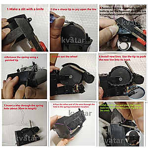 Front Caster Ball Wheel & Drive Wheel Tires Compatible with IRobot Roomba S Series S9 (9150) S9+ S9 Plus (9550) Robot Vacuum Cleaner Accessories Replacement Parts (Front Wheel& 4 Tire)