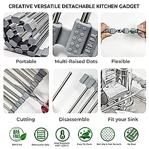 TOQI Roll Up Dish Drying Rack Over The Sink, 17.7" x 11.8" Multipurpose Rolling Dish Drainer, Foldable Roll-Up Sink Drying Rack Mat Stainless Steel Dish Rack for Kitchen Sink Counter