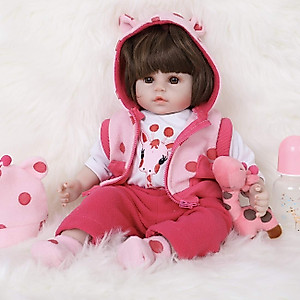 ENADOLL Reborn Baby Doll Realistic Silicone Vinyl Polka Dot Giraffe Baby 16 inch Weighted Soft Body Lifelike Doll Gift Set for Ages 3+(Polka Dot Giraffe)