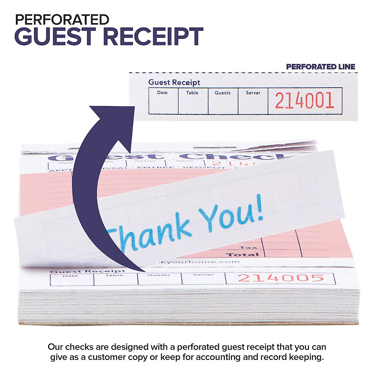 Stock Your Home Pink Guest Check Books for Servers (10 Pack) Server Note Pads, Waiter Checkbook, Food Receipt Book, Restaurant Order Pad, Paper Checks, Waitress Accessories, 500 Total Tickets