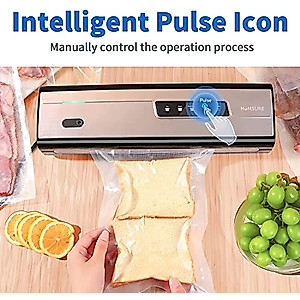 HUMSURE Vacuum Sealer Machine, Manual Food Vacuum Sealer & Powerful Automatic with Strong Suction & Easy Operation, Compact & Multipurpose Sous Vide Vacuum Sealer for Long-Lasting Food Preservation (black)