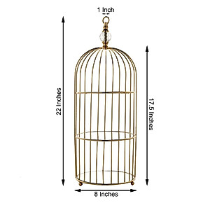 BalsaCircle 22-Inch Gold 3 Tier Metal Mirror Glass Hanging Bird Cage Dessert Cupcake Stand Wedding Reception Party Table Decorations