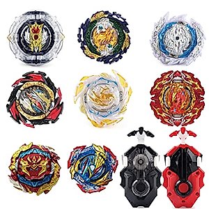 MUSTYBELT Bey Battling Top Burst Gyro Toy Set Toy Gift for Children Boys Ages 6 8 10 12+ Combat Battling Game 8 Burst Spinning Tops 2 Two Way Launchers Grip Starter