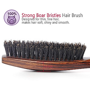 PERFEHAIR 100% Wild Natural Boar Bristle Hair Brush With Wooden Handle for Men and Women's Thin, Fine Hair