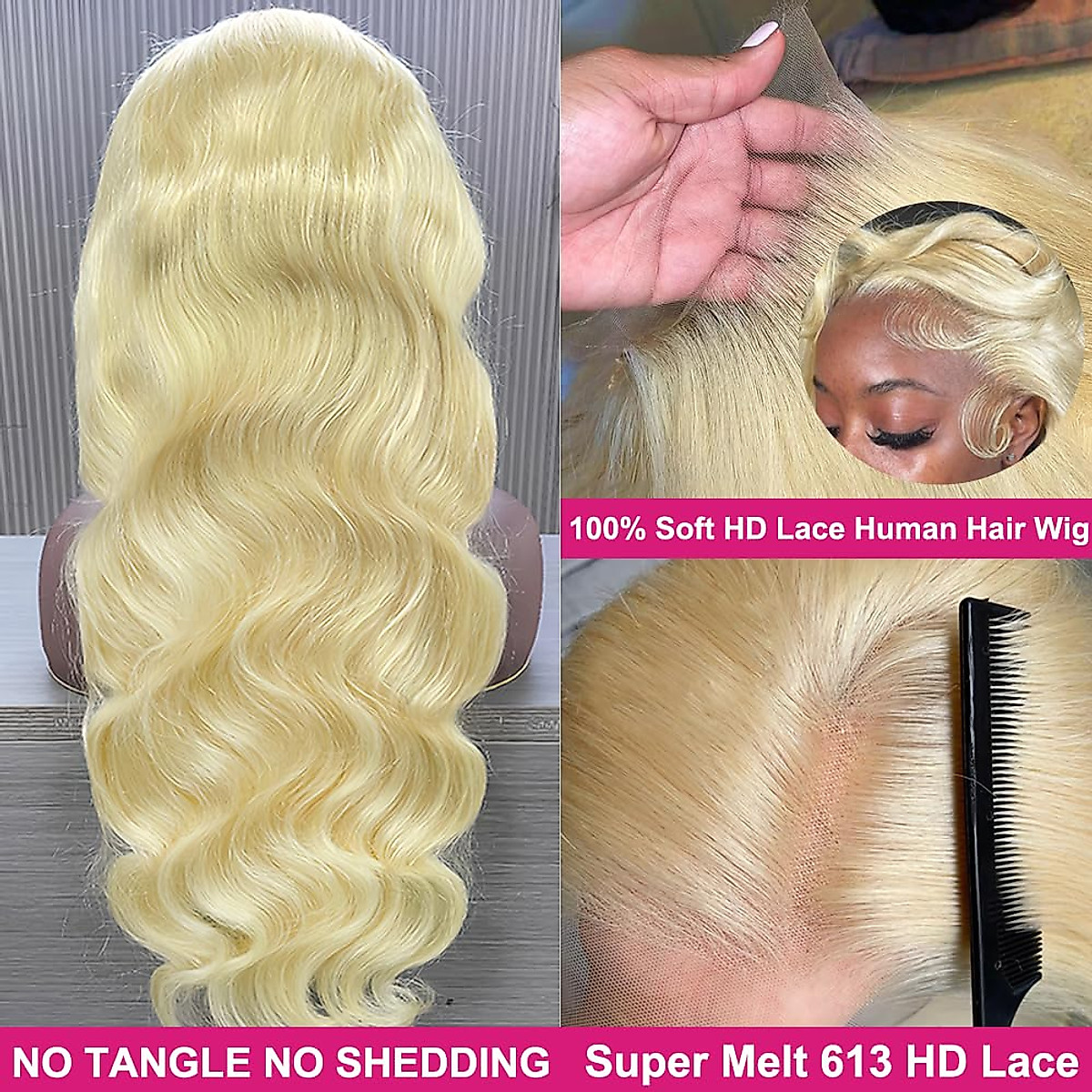 MSTOXIC 613 Lace Front Wig Human Hair 13x4 Blonde Lace Front Wigs Human Hair Wigs For Women 10a Brazilian Body Wave 613 HD Lace Frontal Wig 180% Density Pre Plucked With Baby Hair (20 Inch)