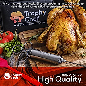 Meat injectors for smoking – Professional Turkey injector syringe kit with Case, Stainless Steel Turkey Injector Marinade, Brisket smoker grill Food Injector Syringe Kit - BBQ Injector 2-oz Large