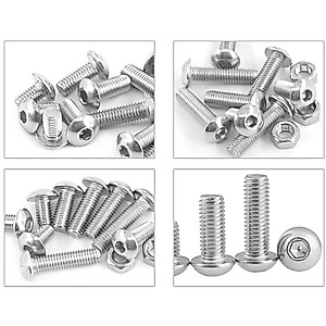 Elantek #2-56 UNC 304-Stainless Steel Button Head Hex Socket Cap Bolts Screws Nuts Assortment Kit