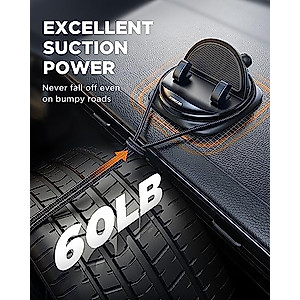 JOYROOM Phone Mount for Car, [Adjustable Spring Design] Dashboard Cell Phone Holder Car, 360° Rotatable Car Phone Holder Mount with Non-slip Silicone, Compatible with iPhone, Samsung, Other Smartphone