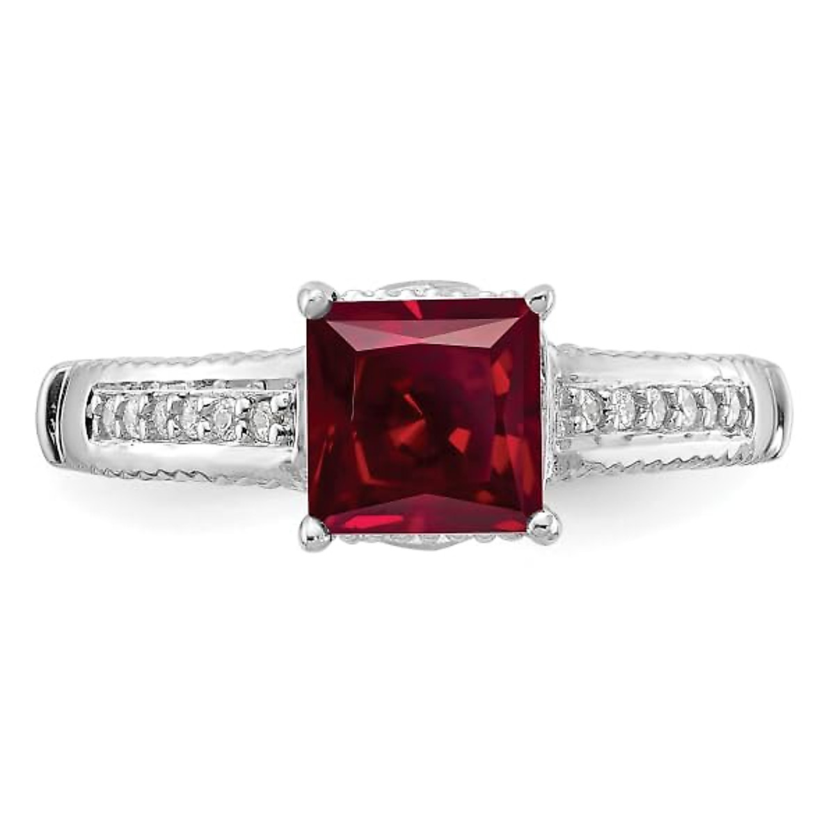 IceCarats 925 Sterling Silver Synthetic Red Ruby Cubic Zirconia CZ Ring July Birthstone Jewelry Size 7