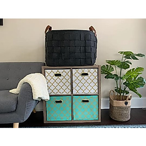 Extra Large Decorative Felt Basket Storage Bin Cube Organizer Playroom Nursery Books Toys Laundry 24"x15"x17" (Dark-gray)
