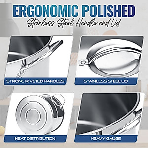 Alpine Cuisine 12 Piece Stainless Steel Stock Pot Steamer Set 6.5/9.5/12/16 Quart