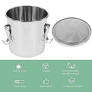 jojofuny Stainless Steel Rice Bucket Grain Storage Bin Rice Dispenser Container Bacon Grease Container Milk Bucket Can for Rice Dry Foods Flour