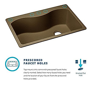 Elkay Quartz Classic ELG250RWH0 White Offset Double Bowl Top Mount Sink