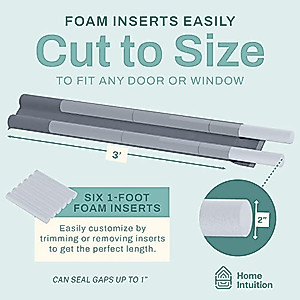 Home Intuition 36 inch Twin Door Draft Stopper for Bottom of Doors Weather Stripping, Grey, 2 Pack