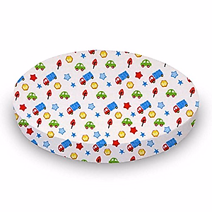 SheetWorld Fitted 100% Cotton Percale Oval Crib Sheet, Fits Stokke Sleepi 26 x 47, Baby Cars & Trucks, Made in USA