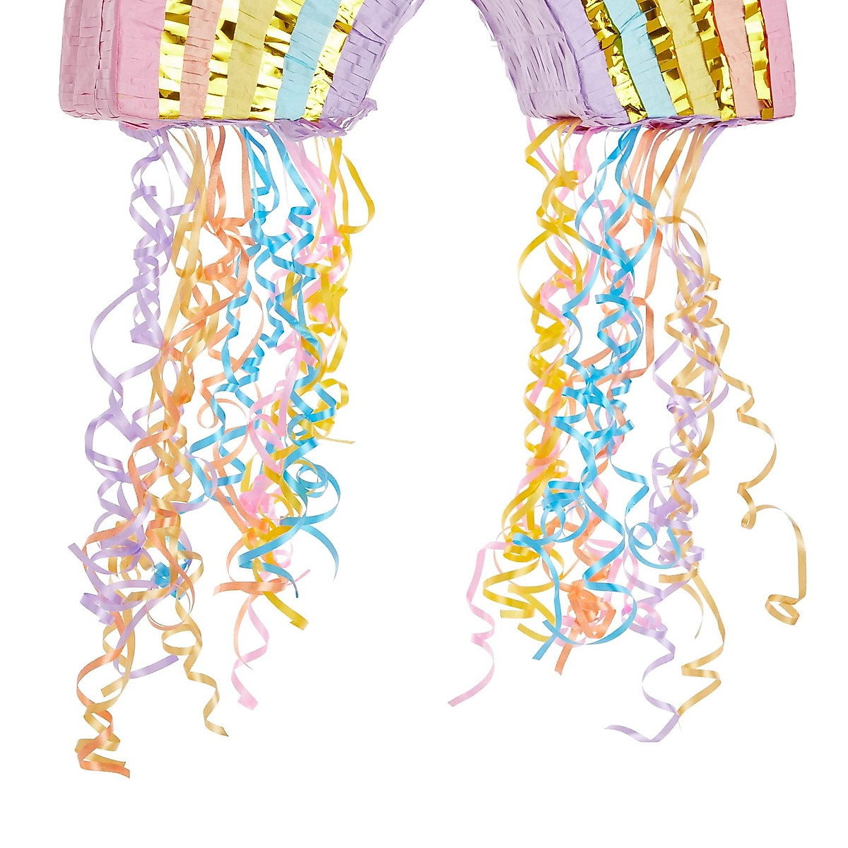 Rainbow Pull String Pinata for Pastel Birthday Decorations, Gender Reveal Party Supplies (Small, 16.5 x 10 x 3 In)